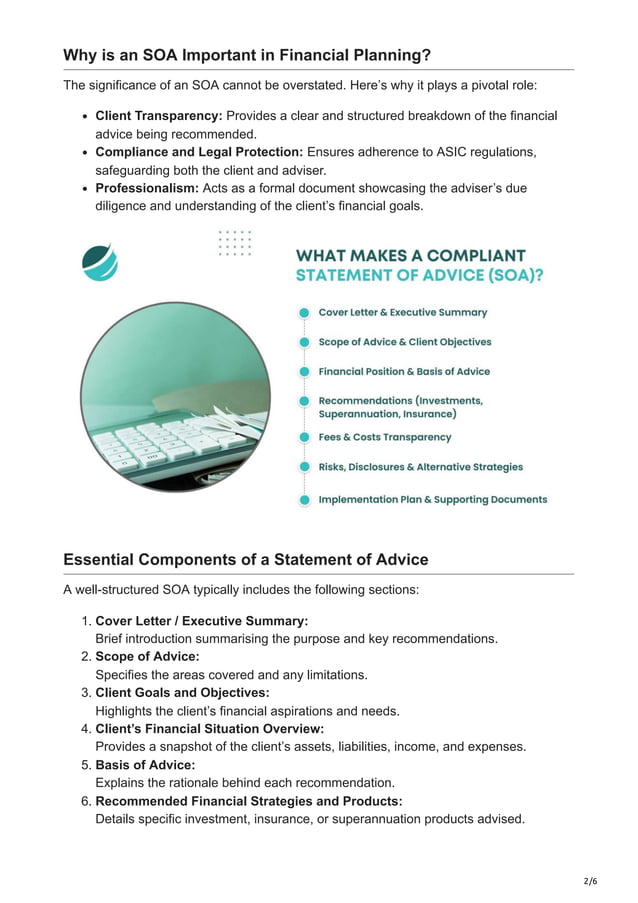 Comprehensive SOA Template and Example for Efficient Paraplanning | PDF