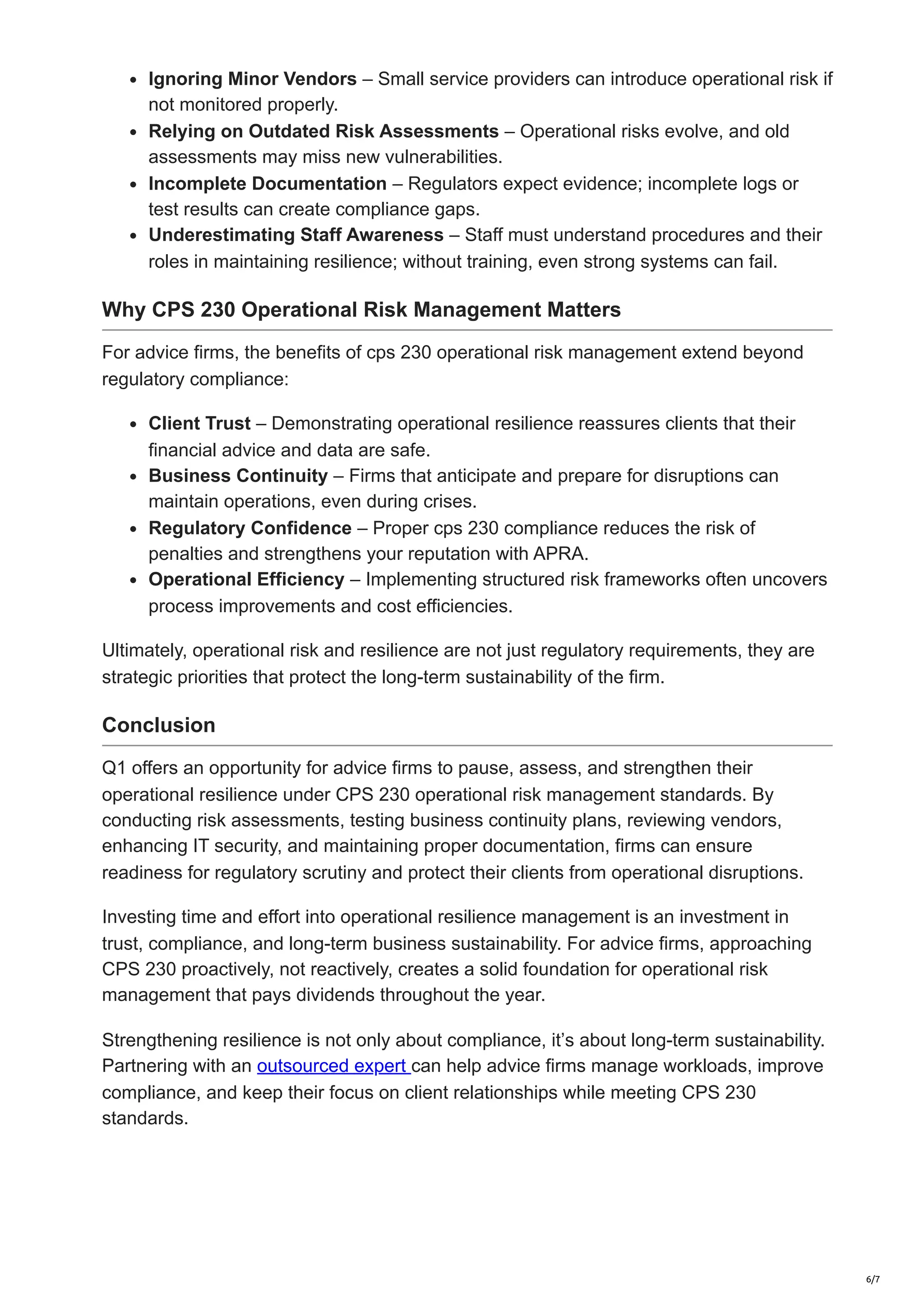 CPS 230: Strengthening Operational Risk Management for Advice Firms in 2025 | PDF