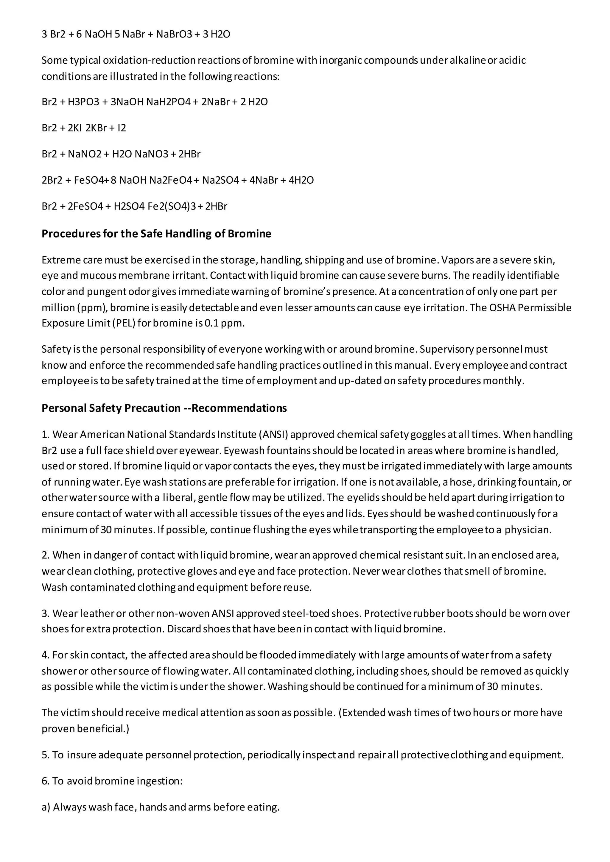 Bromine handling and safety | DOCX