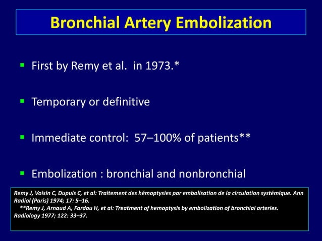 Bronchial Artery Embolization- By Dr.Tinku Joseph | PPTX | Lung and ...