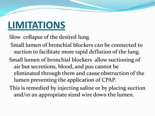 Bronchial blockers & endobronchial tubes | PPTX