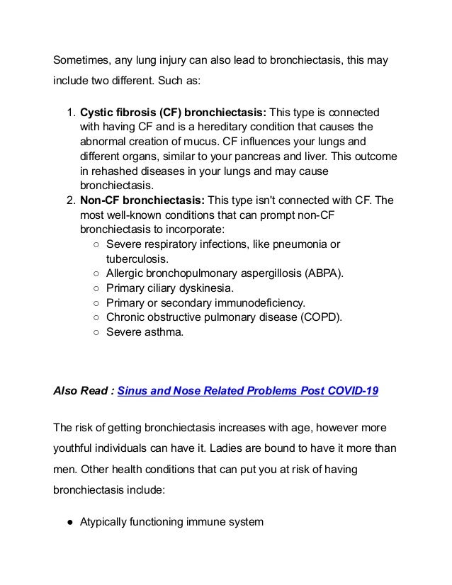 Bronchiectasis - Symptoms, Causes, and Treatment | PDF