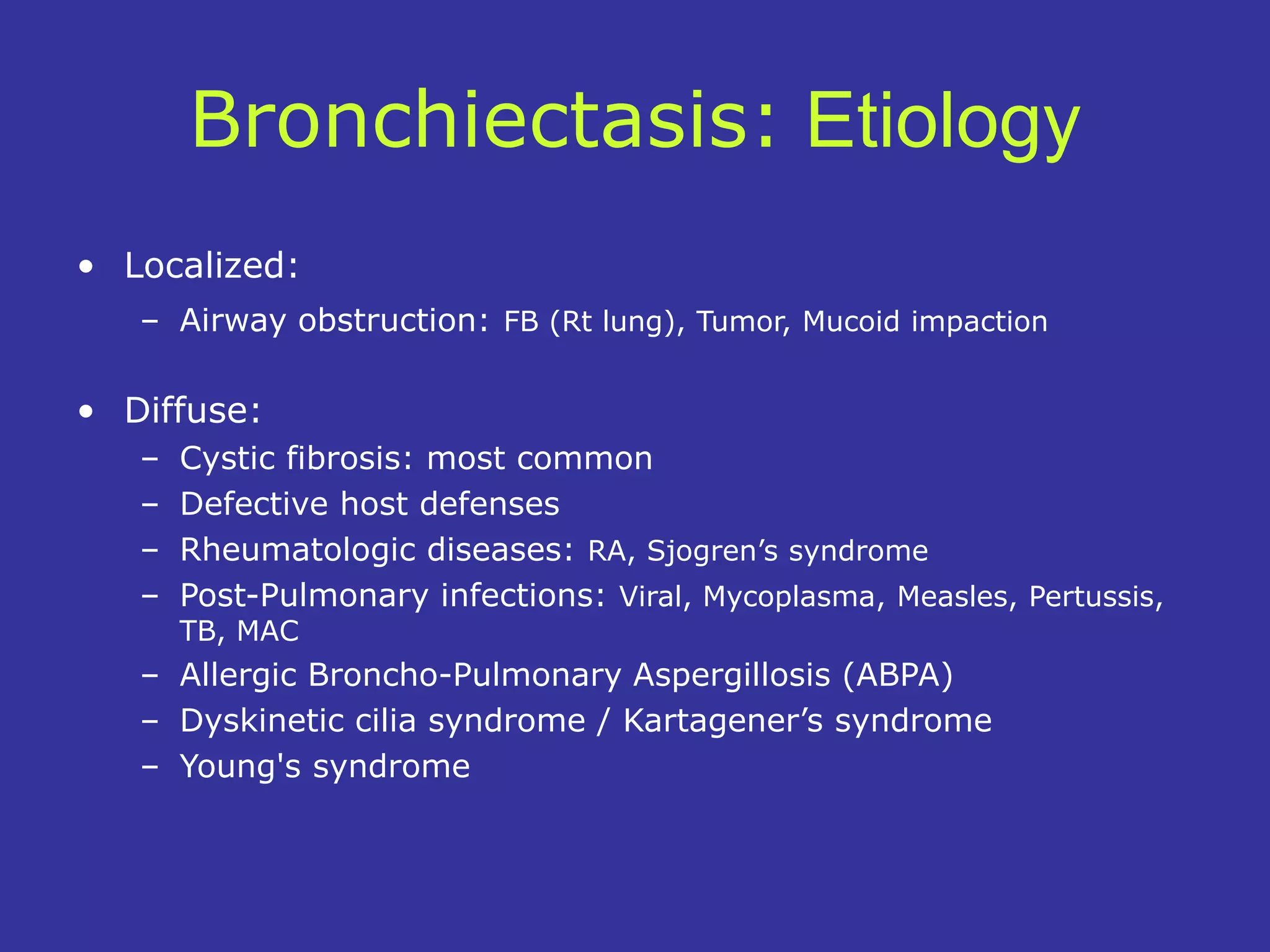 Bronchiectasis and pulmonary hypertension medical students | PPT
