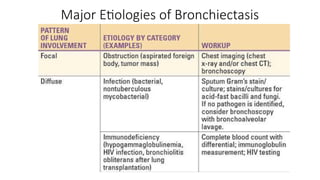 BRONCHIECTASIS is irreversible dilation of focal or diffuse lung | PPTX