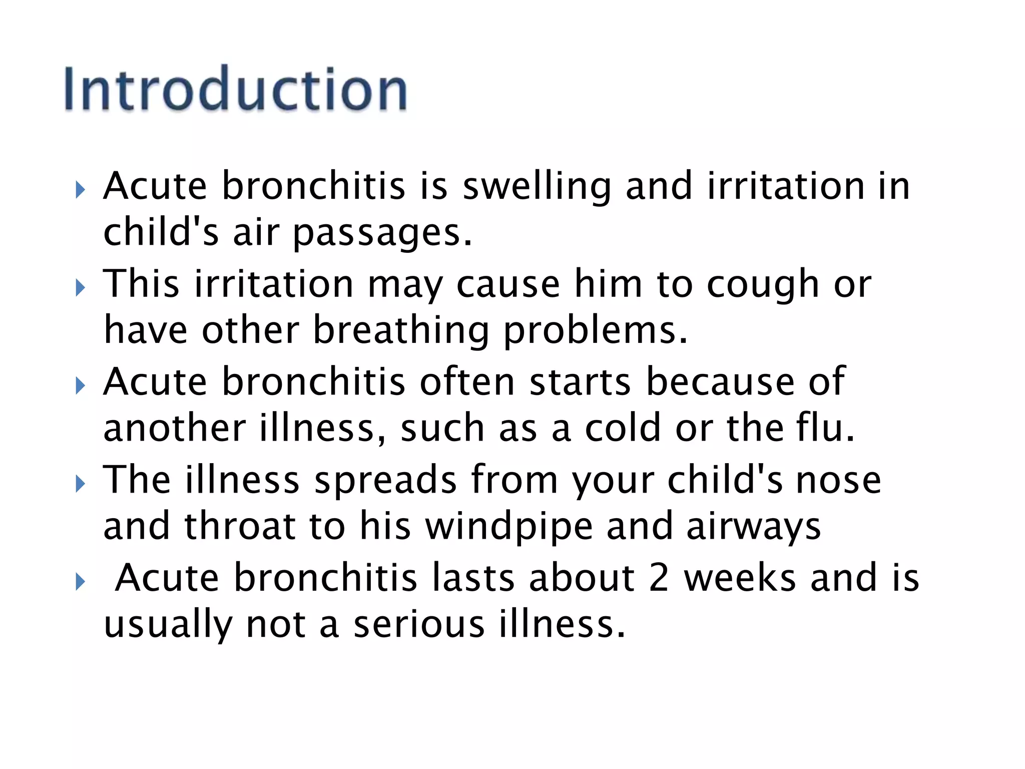 Bronchiolitis and bronchitis in children | PPTX