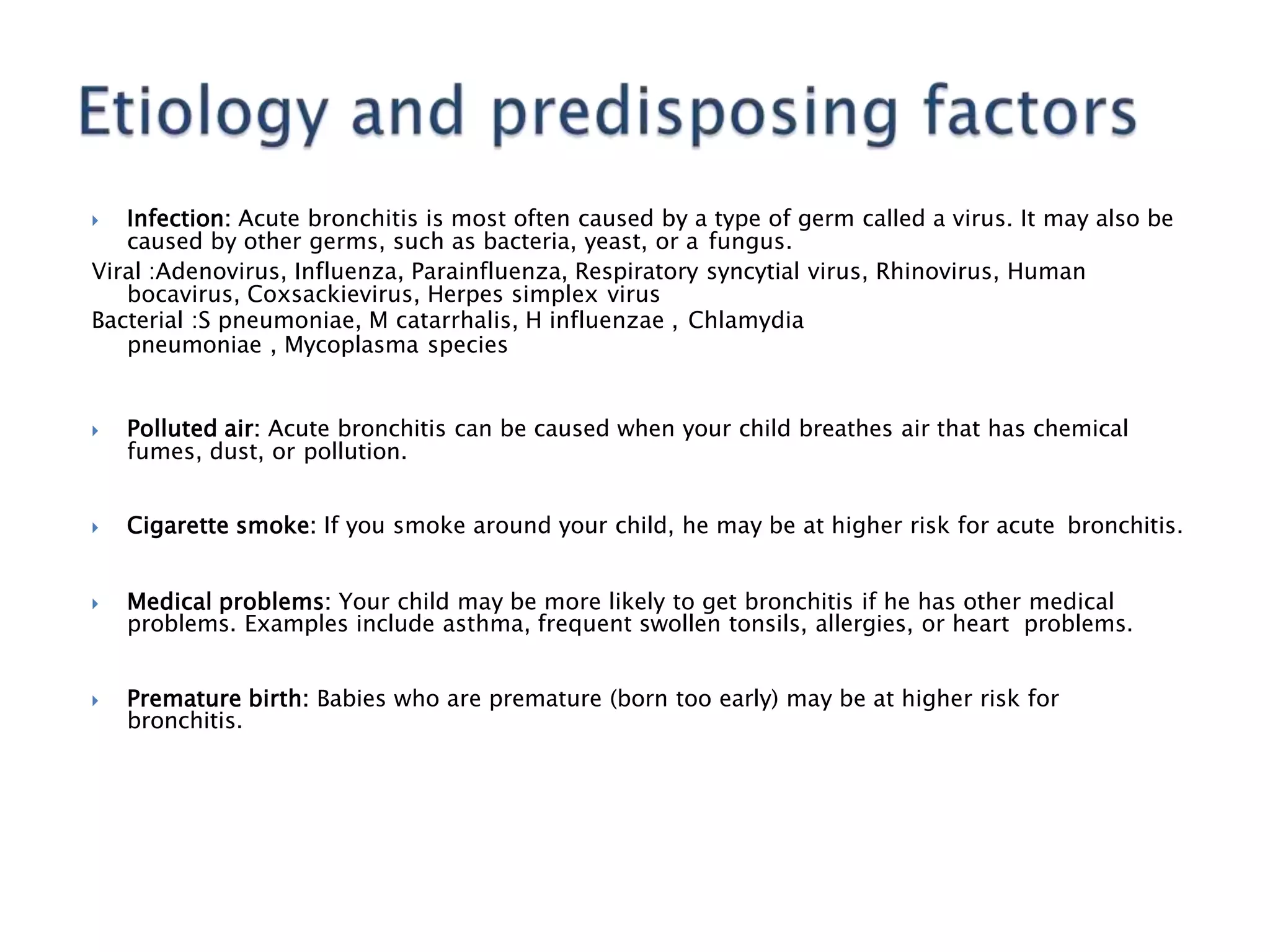 Bronchiolitis and bronchitis in children | PPTX