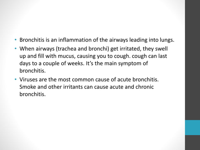 Bronchitis its treatmentand nursing management .pptx | Lung and Respiratory Health | Diseases ...