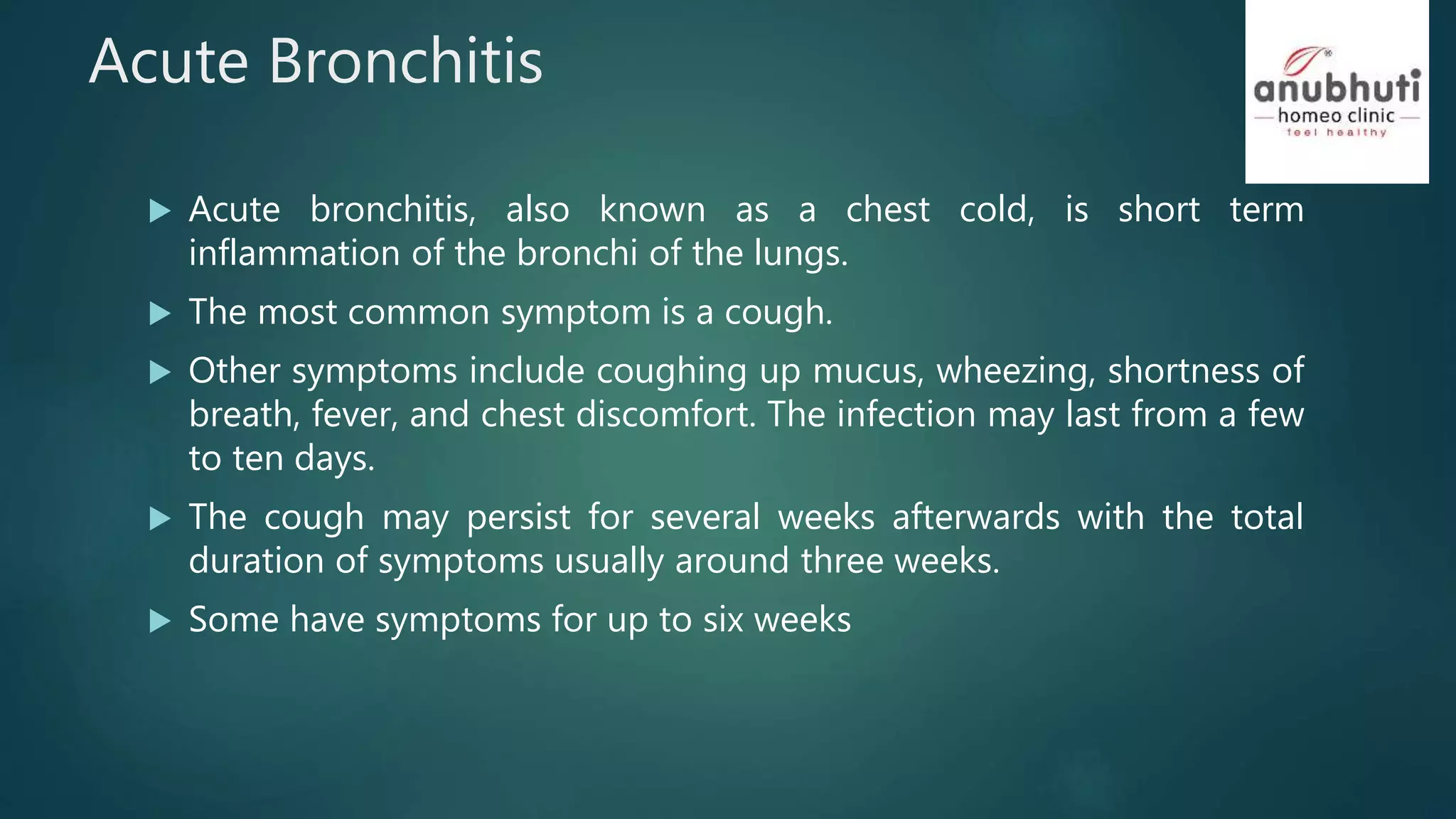 Acute and Chronic Bronchitis and Homeopathy treatment | PPTX