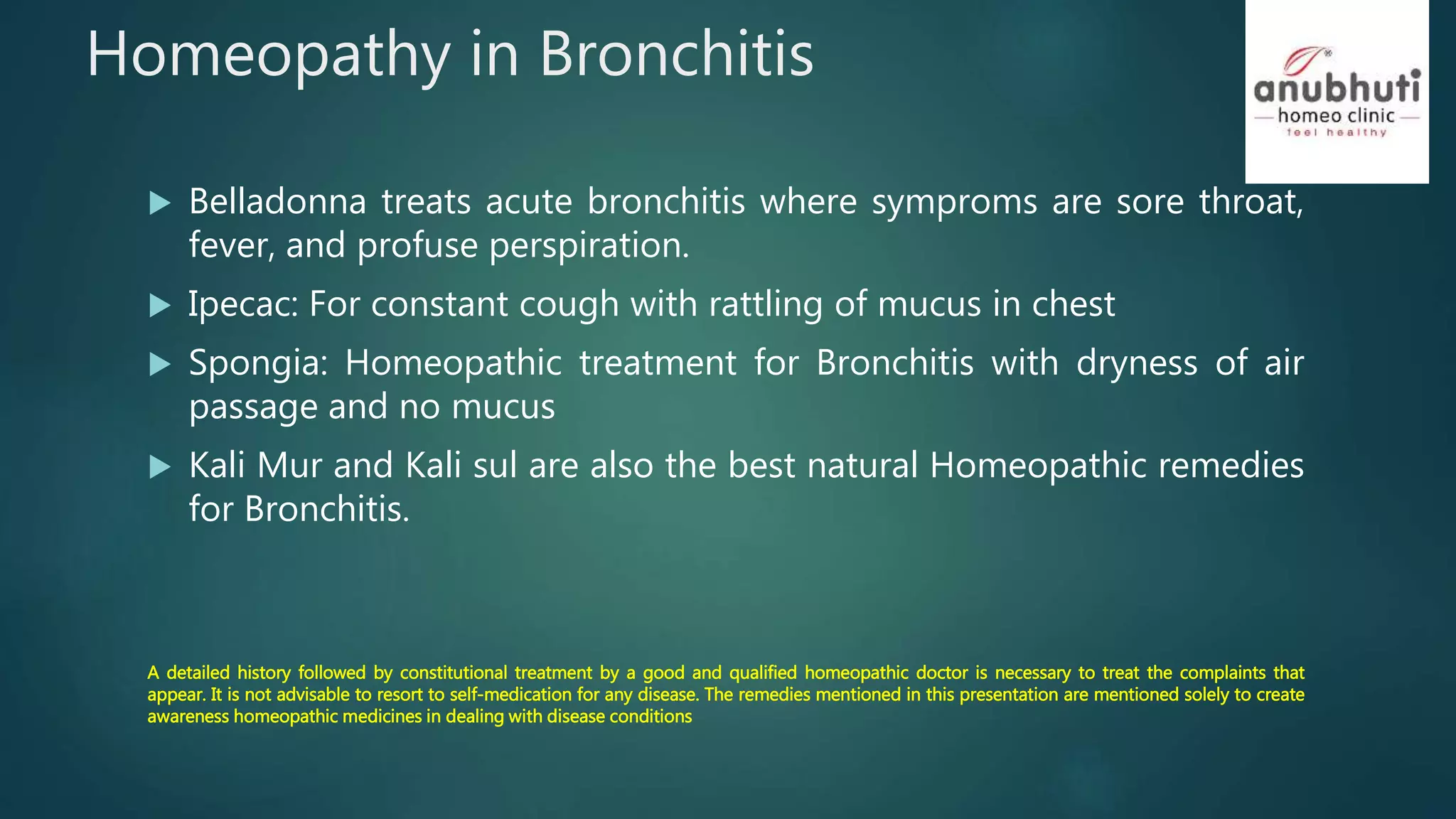 Acute and Chronic Bronchitis and Homeopathy treatment | PPTX