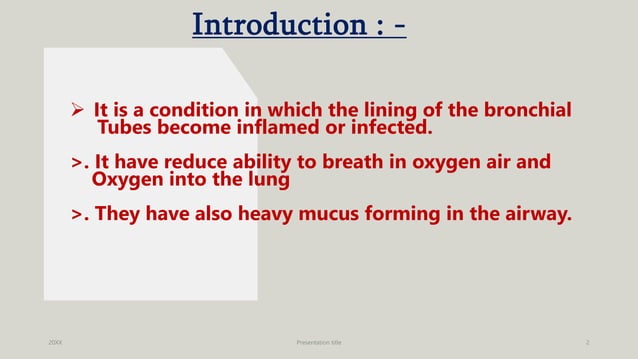 bronchitis, definition , etiology, clinics manifestations ...