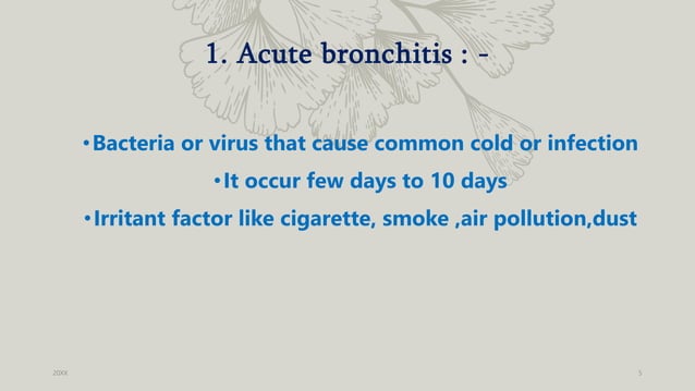 bronchitis, definition , etiology, clinics manifestations ...