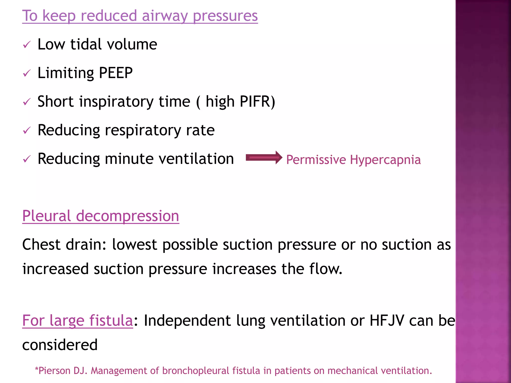 Bronchopleural fistula anesthetic concerns | PPTX