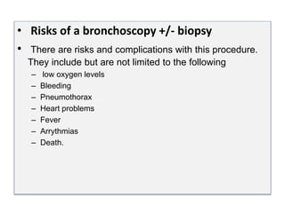 Bronchoscopy indication preparation consent | PPTX