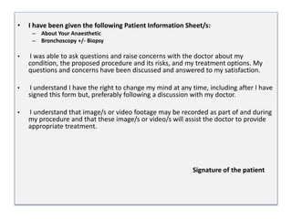 Bronchoscopy indication preparation consent | PPTX