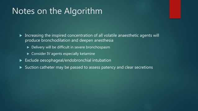 Management of Bronchospasm during General Anaesthesia | PPTX | Lung and ...