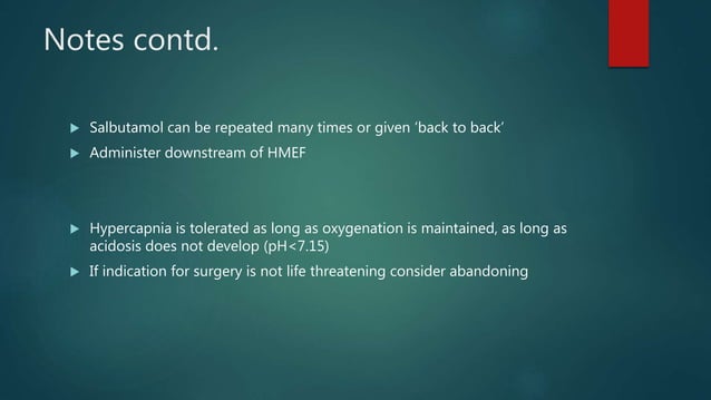 Management of Bronchospasm during General Anaesthesia | PPTX | Lung and ...
