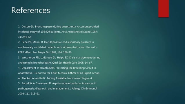 Management of Bronchospasm during General Anaesthesia | PPTX | Lung and ...