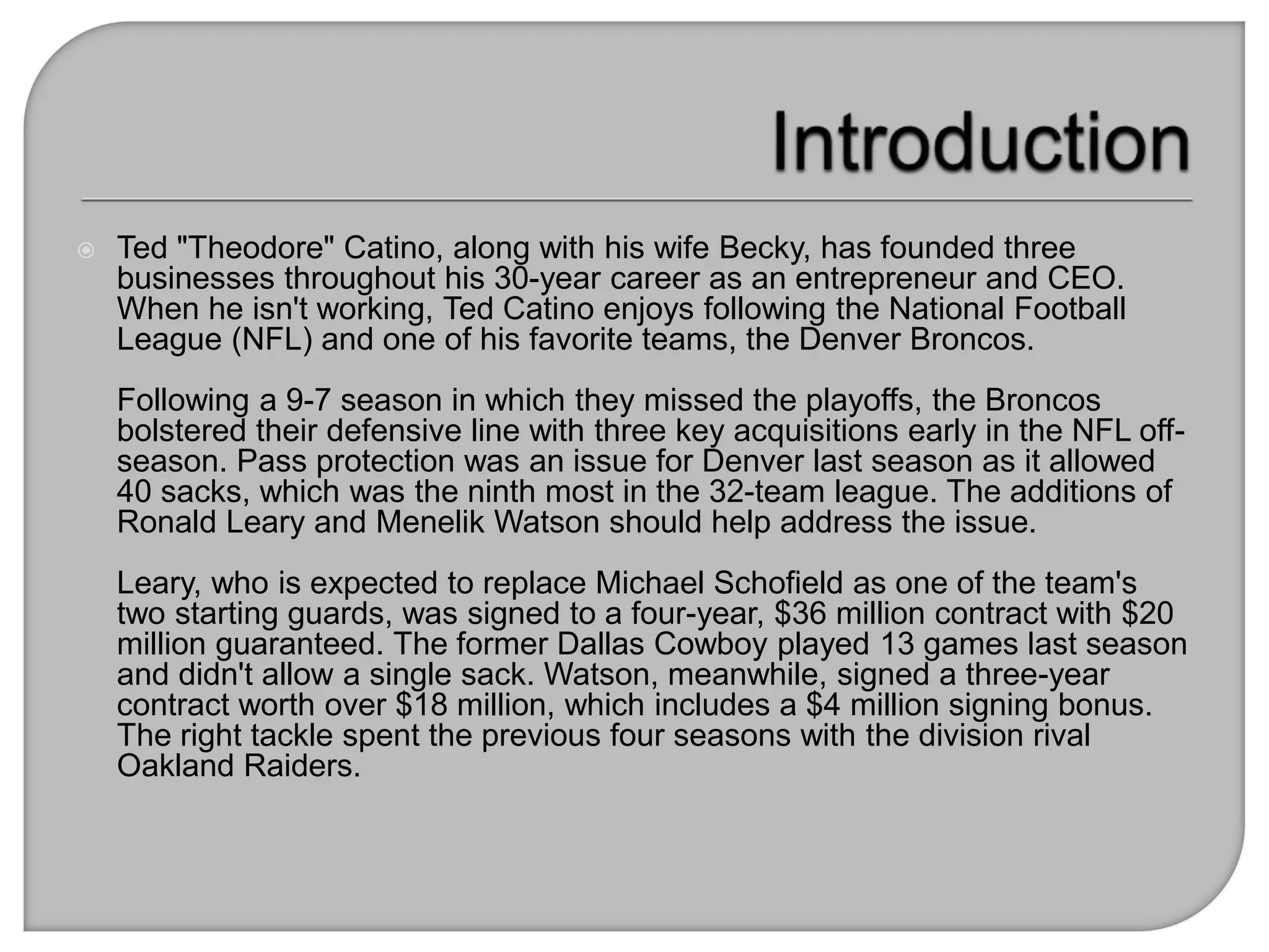 Broncos Bolster Offensive Line | PPTX