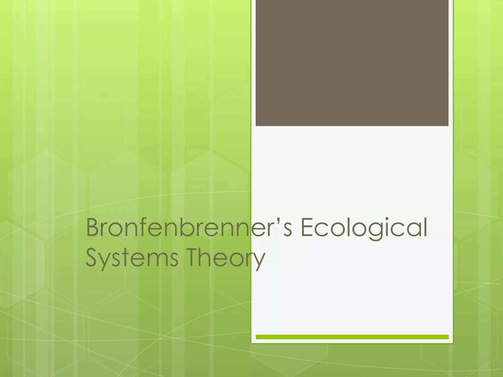 Bronfenbrenner Ecological Theory | PPTX