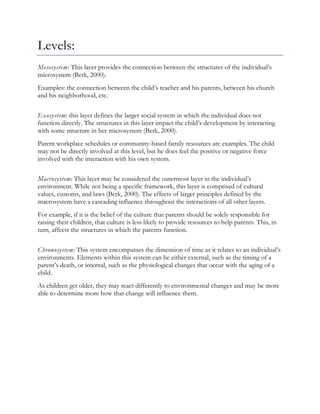 Bronfenbrenner's Ecological Systems Theory | DOCX