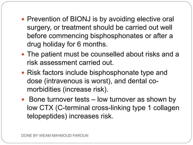 BRONJ bisphosphonates osteonecrosis of jaw | PPTX