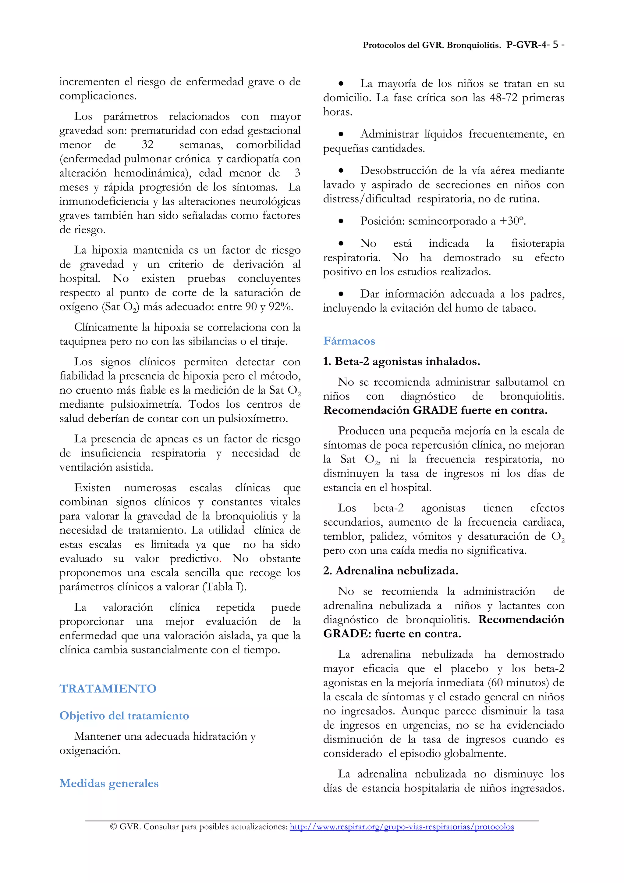 Protocolo de Bronquiolitis del Grupo de Vías Respiratorias de la AEPap ...