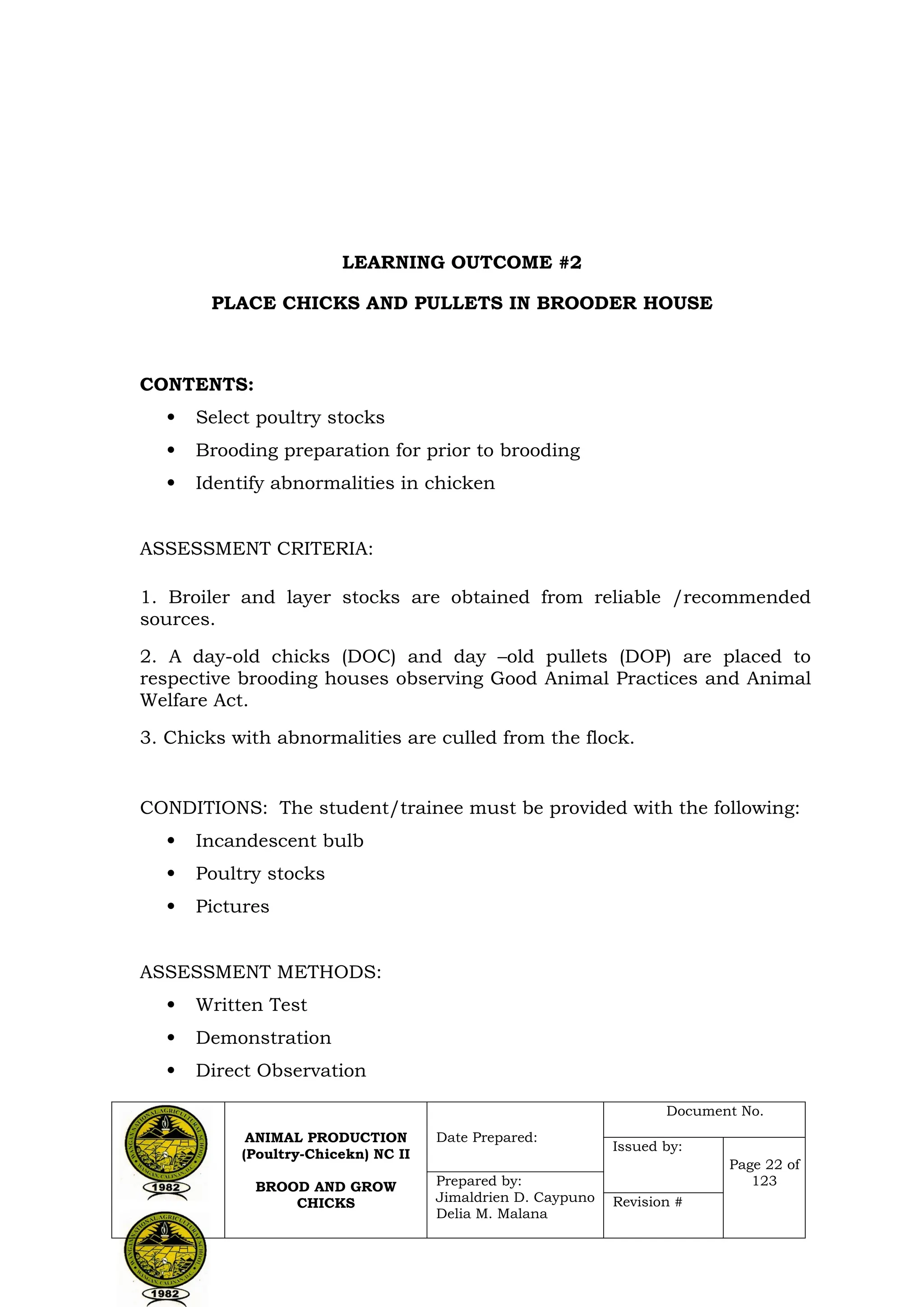 Brood and Grow Chicks for poultry chicken .doc