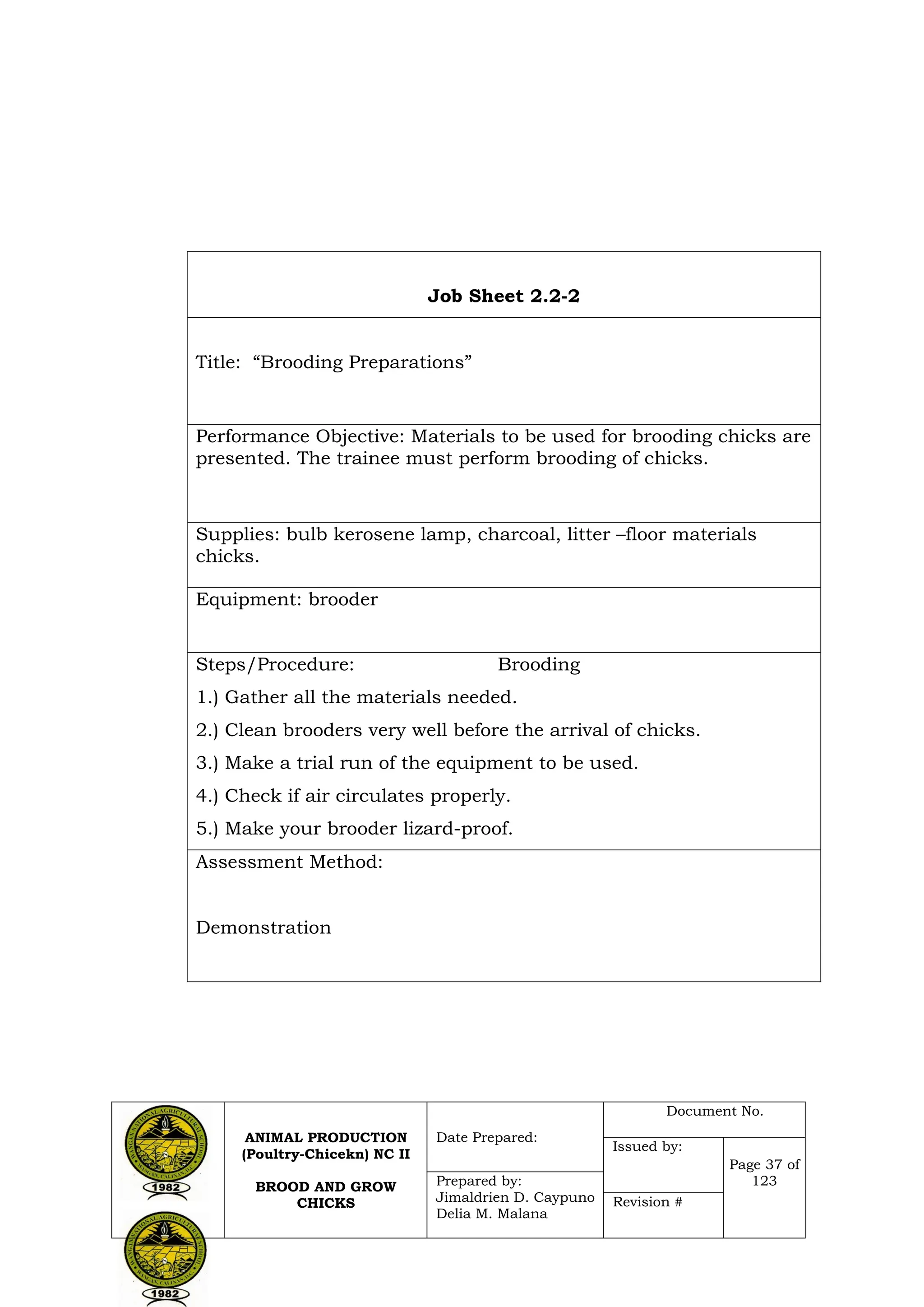 Brood and Grow Chicks for poultry chicken .doc