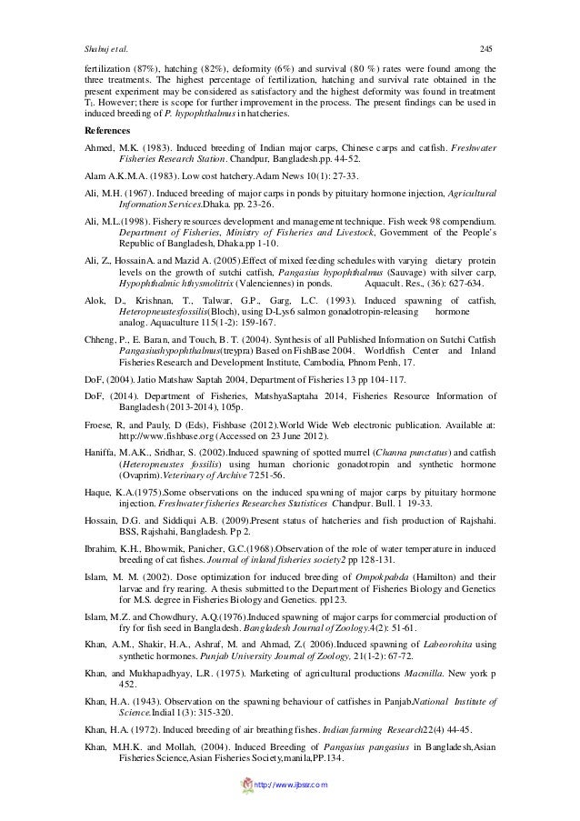 Brood stock management and induced breeding of Thai Pangus (Pangasius ...