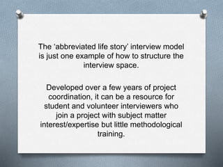 Brooke Bryan— Structured life story interview technique for Oral ...