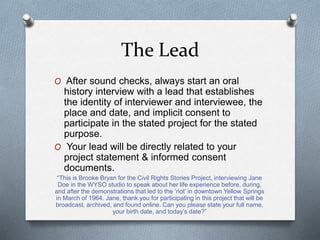 Brooke Bryan— Structured life story interview technique for Oral ...