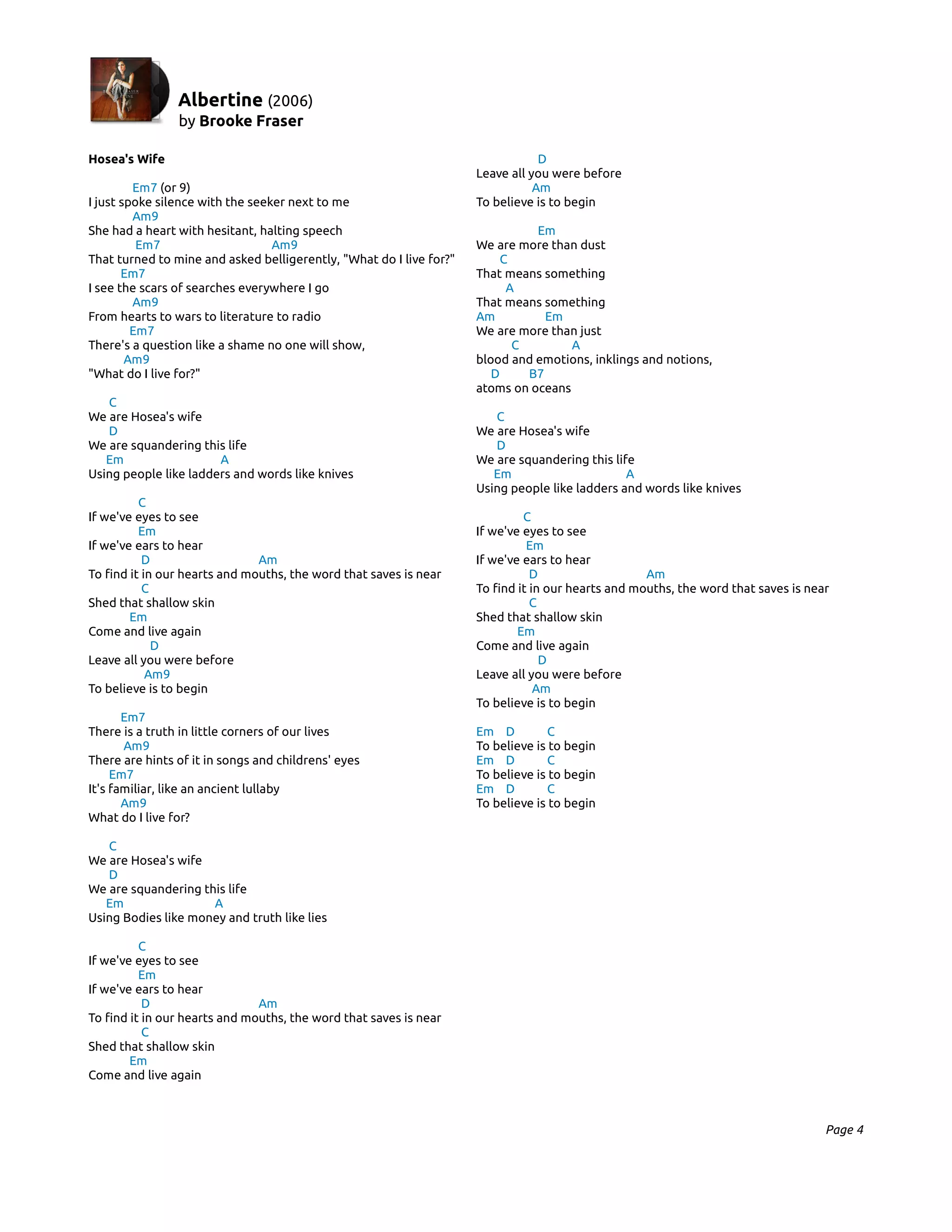 Brooke fraser albertine (2006) | PDF