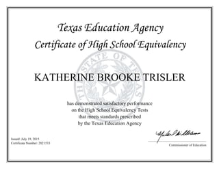 Brooke's GED certificate | PPT