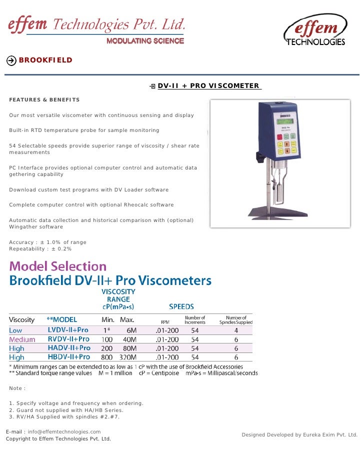Brookfield Dv Iii Pro Viscometer