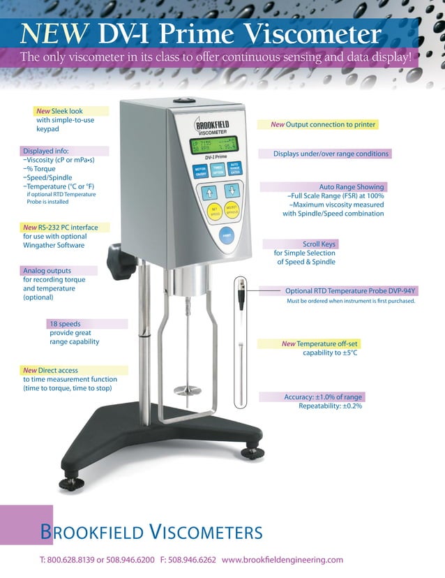 Brookfield Dvi Prime New Viscometer | PDF | Physics | Science