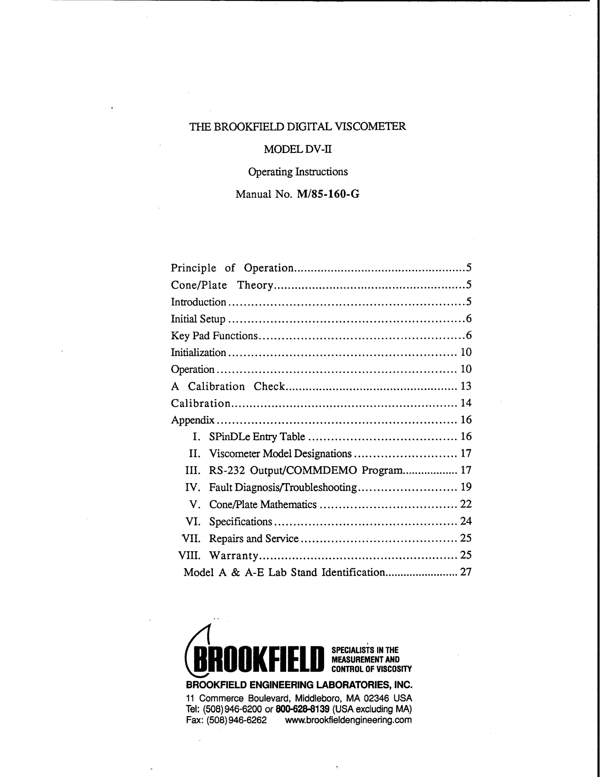 Brookfield viscometer dv-ii manual | PDF | Auto Safety | Automotive