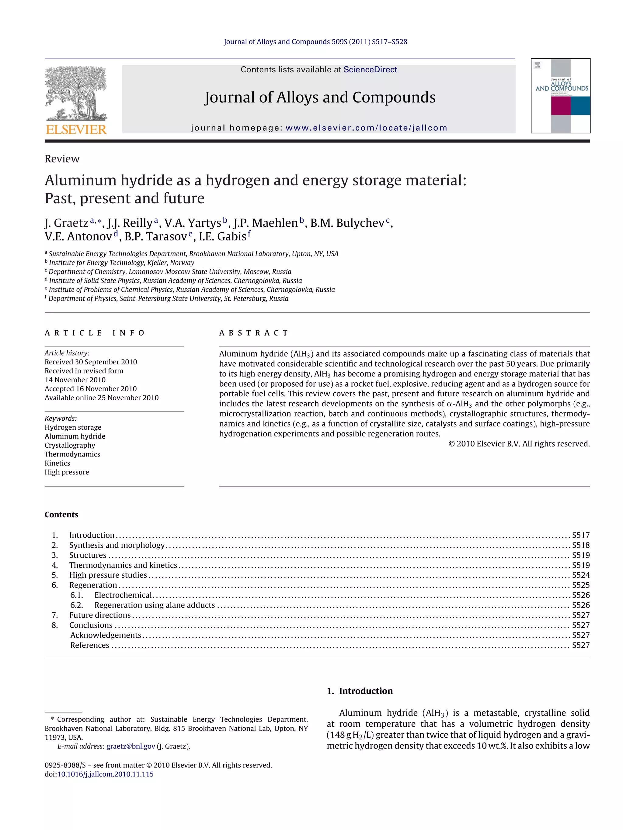 Aluminum hydride, alane review paper Jason Graetz | PDF