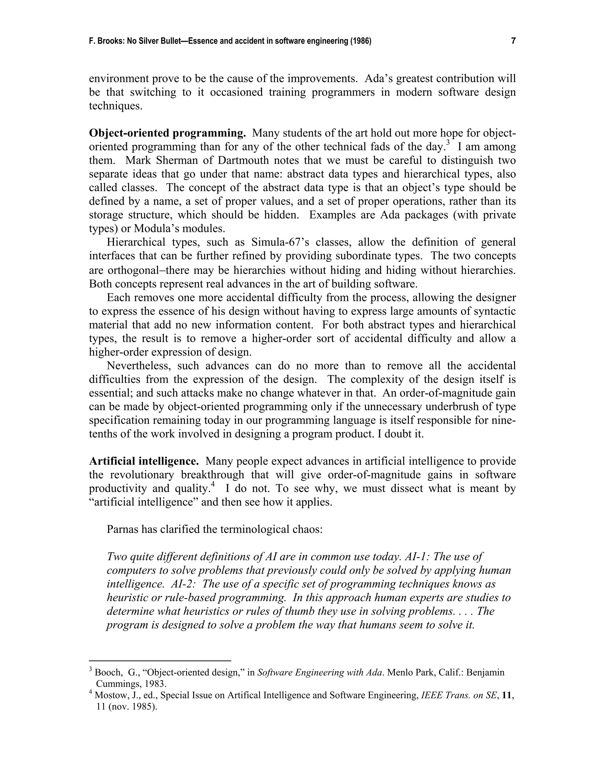 No Silver Bullet - Essence and Accident in Software Engineering | PDF