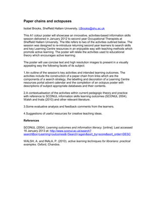Brooks - Paper chains and octopuses (poster) | PDF | Education