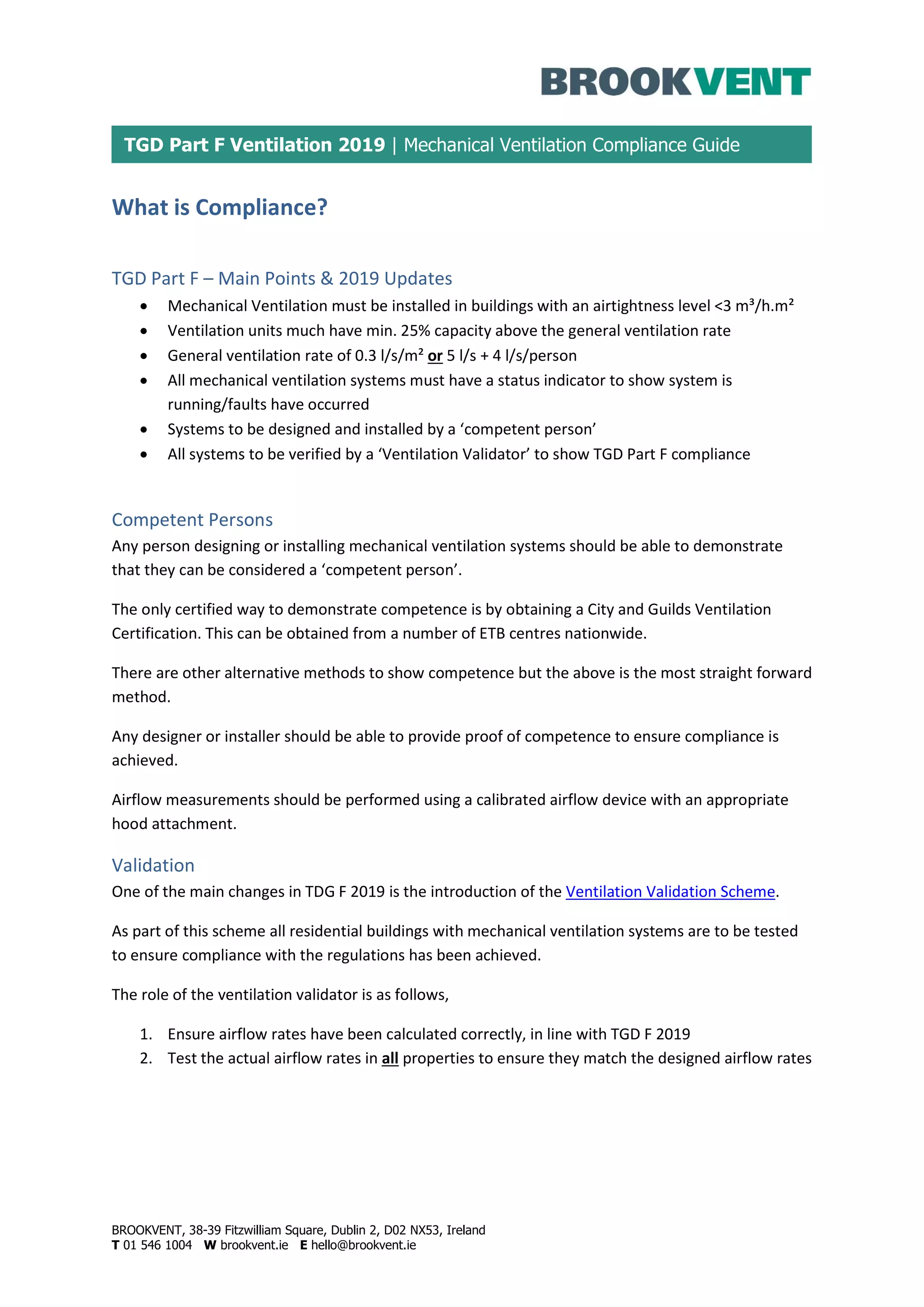 Brookvent part f compliance guide | PDF