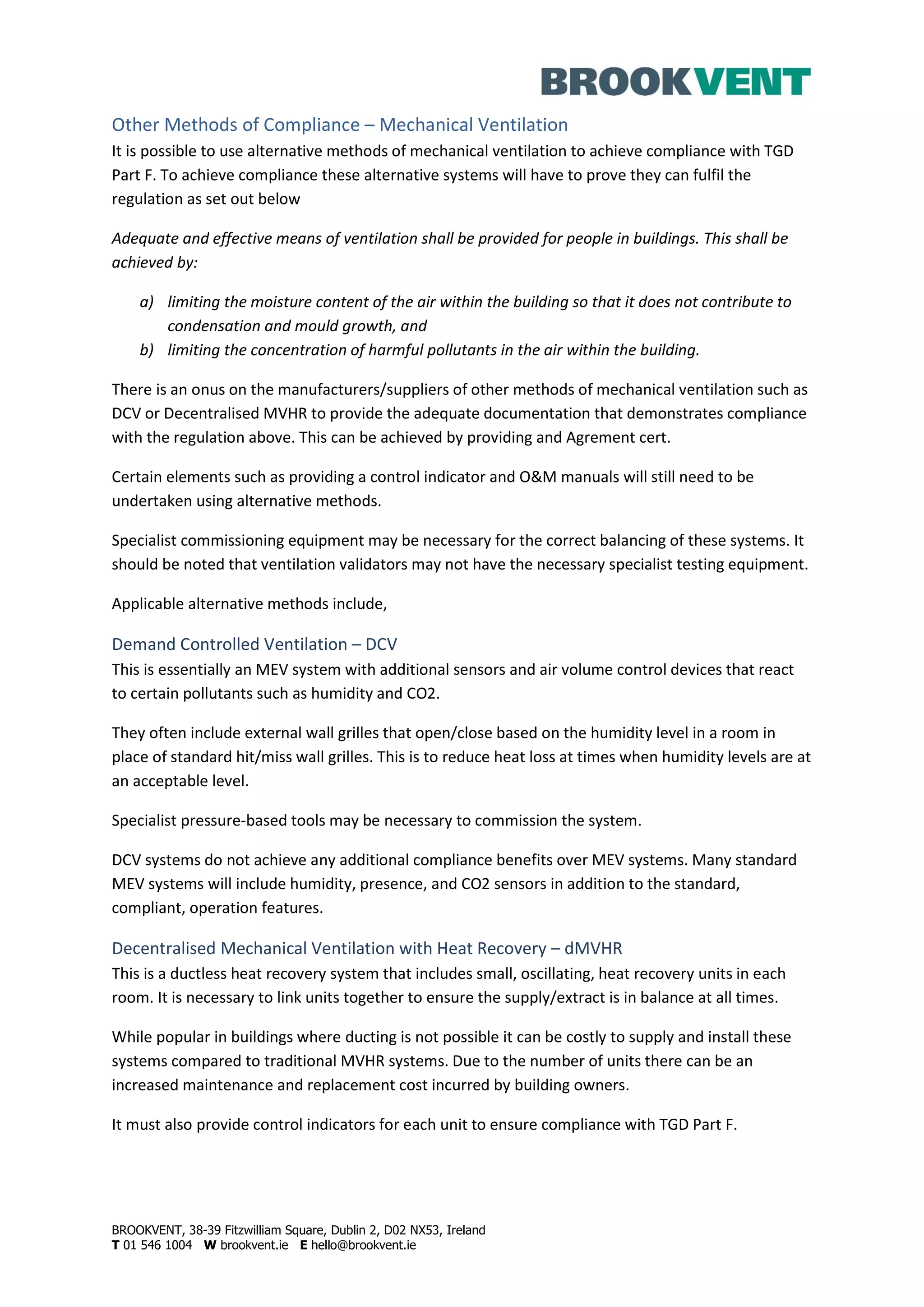 Brookvent part f compliance guide | PDF