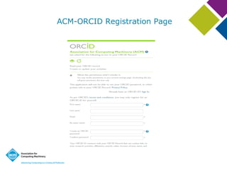 ORCID identifiers in research workflows - ACM (B. Rous) | PDF