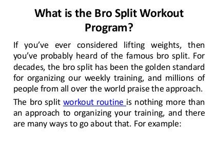 Bro Split :The Ultimate Workout Program Guide | PPTX