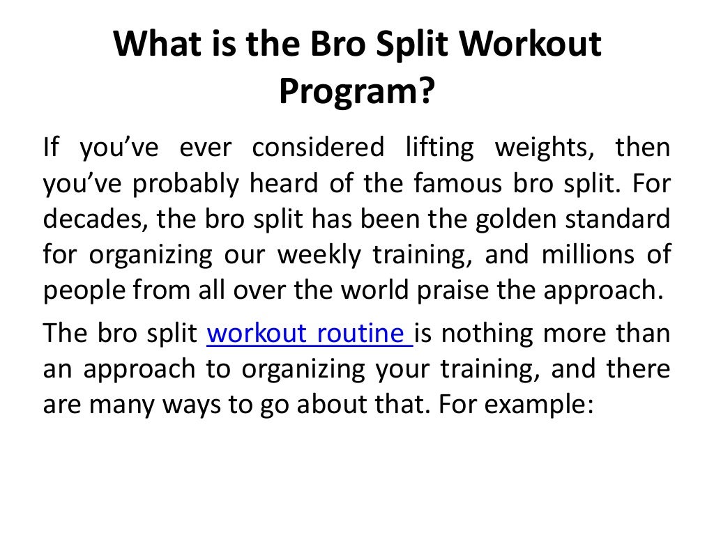 Bro Split :The Ultimate Workout Program Guide | PPTX