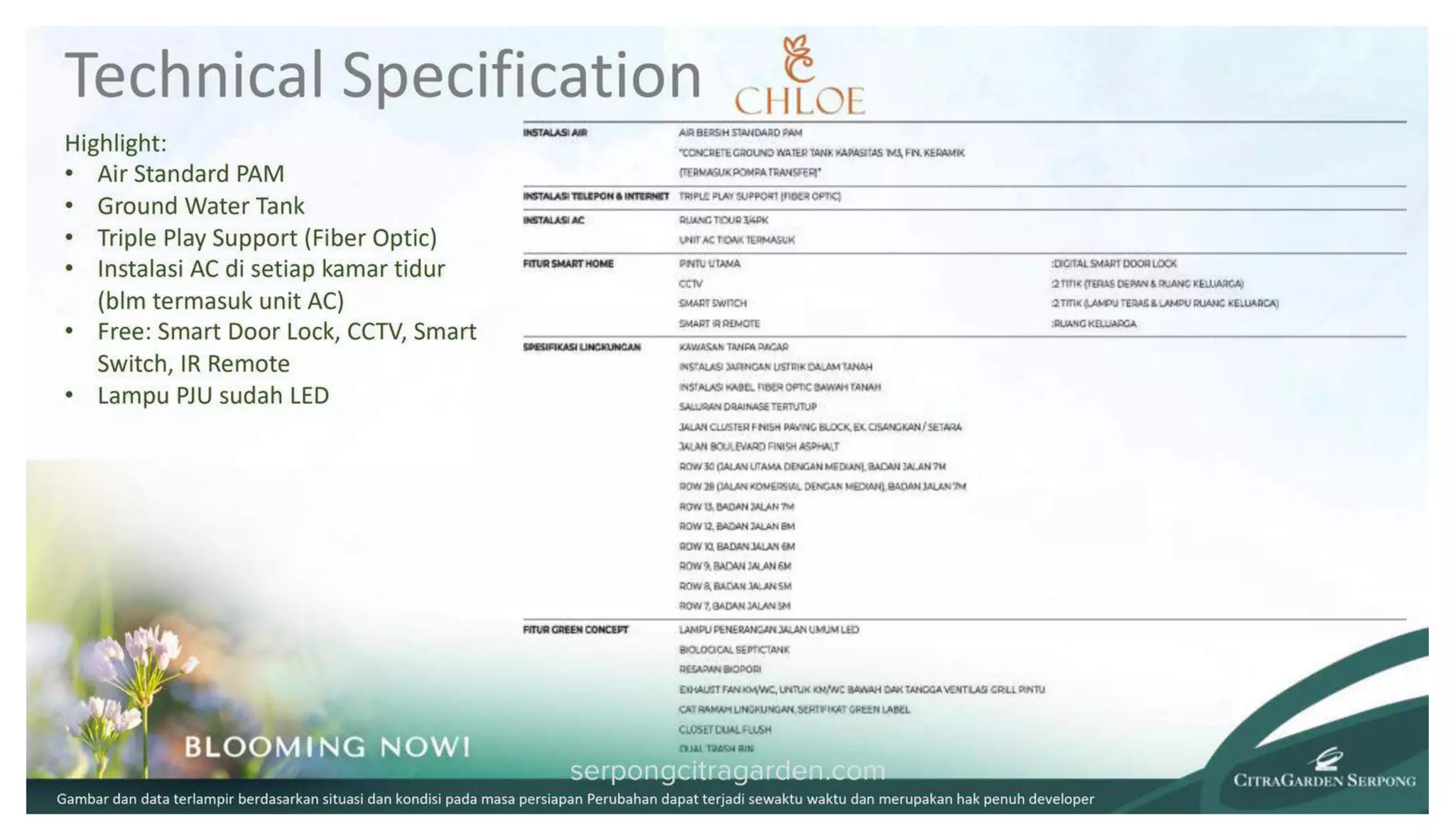 Brosur Rumah CitraGarden Serpong Cluster Chloe | PPT