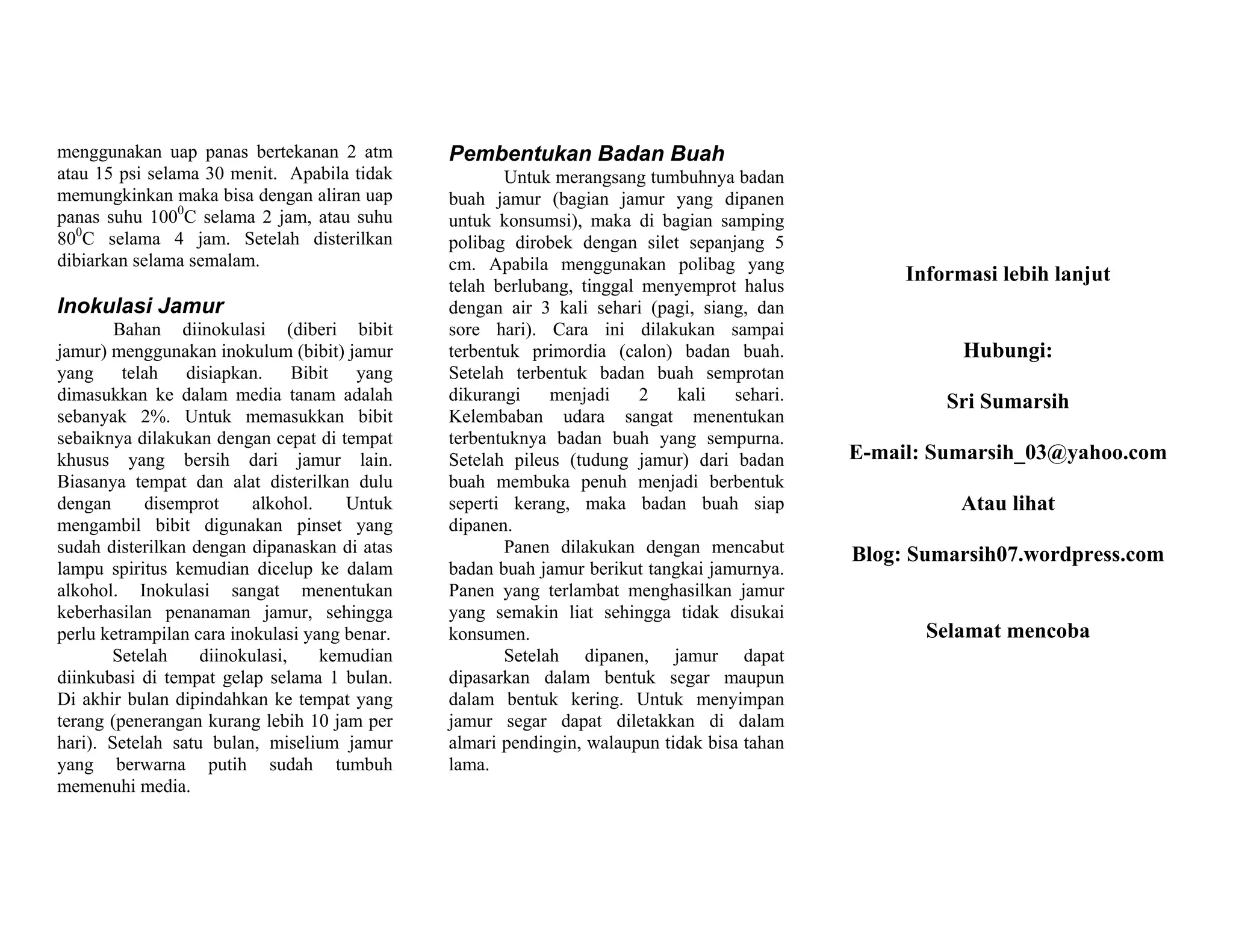 Brosur-Teknik- budidaya-jamur | PDF