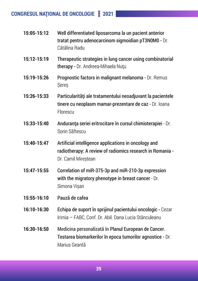 Brosura congres-oncologie 2021 | PDF