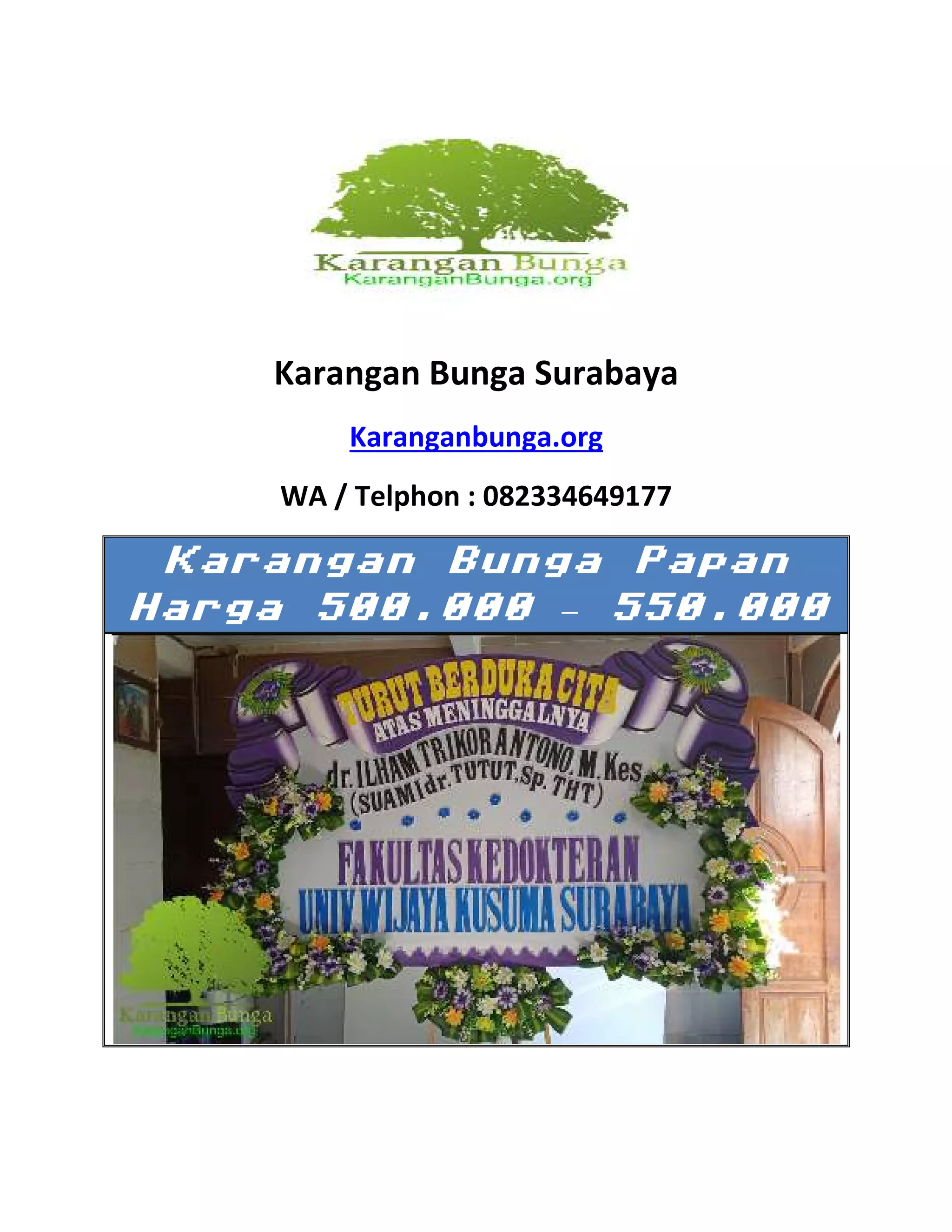 Karangan Bunga Surabaya Katalog Harga Karangan Bunga Papan | PDF