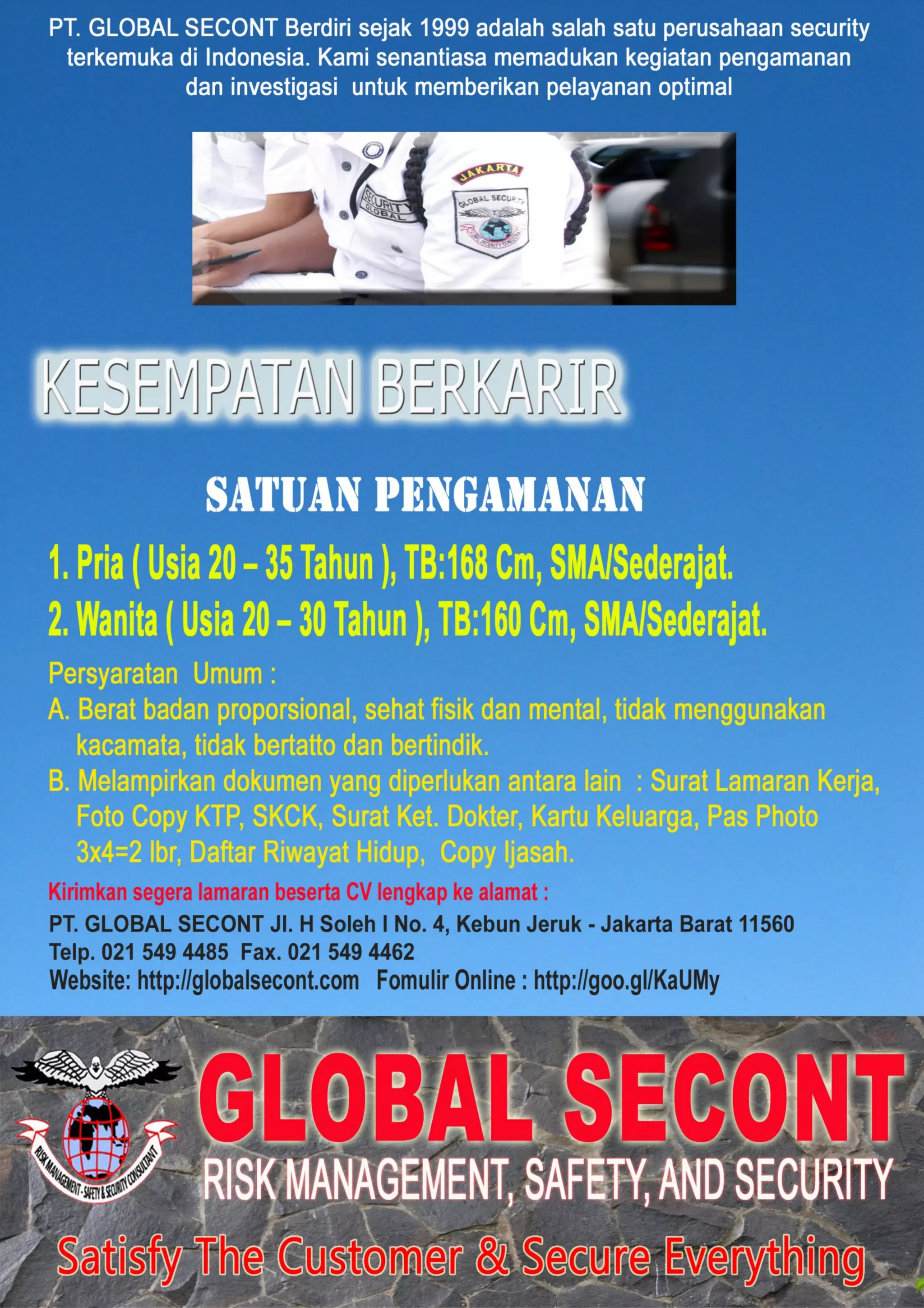LOWONGAN PEKERJAAN PT GLOBAL SECONT | PDF