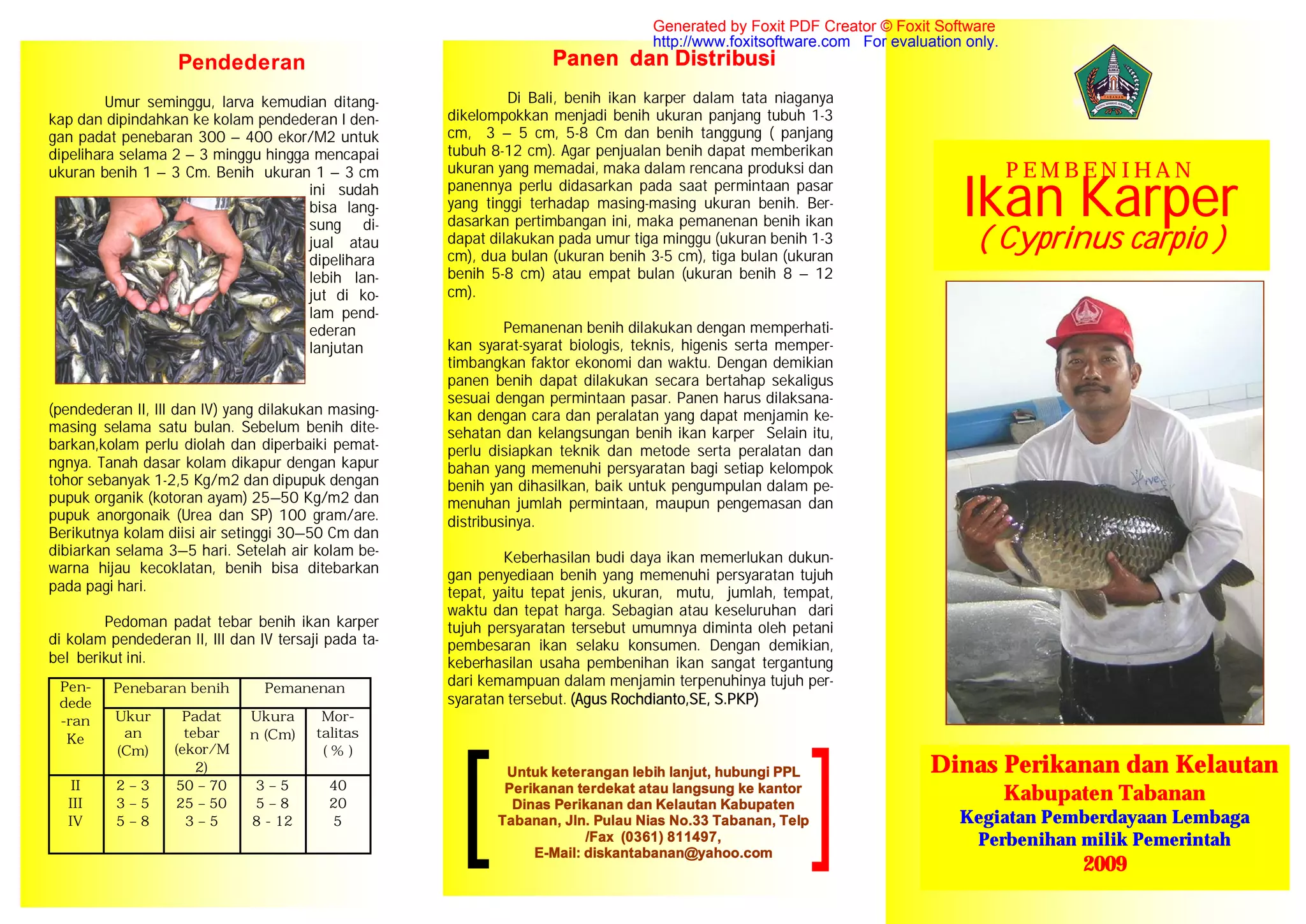 Pembenihan Ikan Karper | PDF